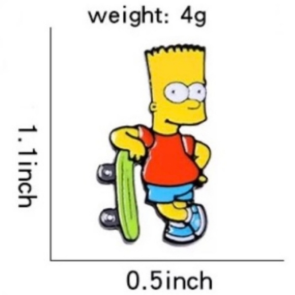 Jewelry | Bart Simpson Leaning Skateboard Enamel Pin | Poshmark